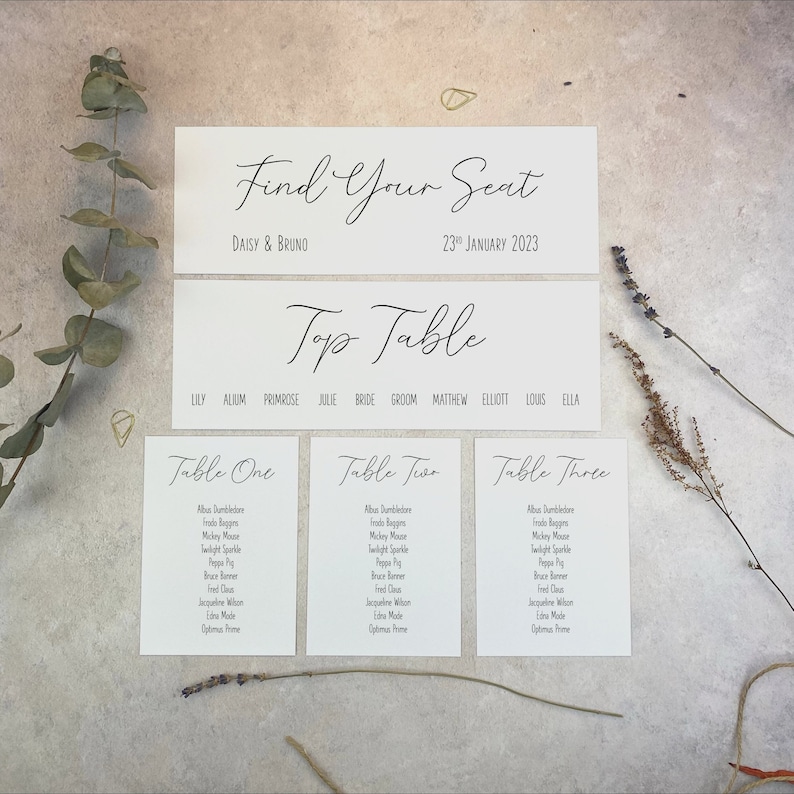 Minimal Wedding Table Plan Cards Simple Wedding Seating Plan - Etsy UK
