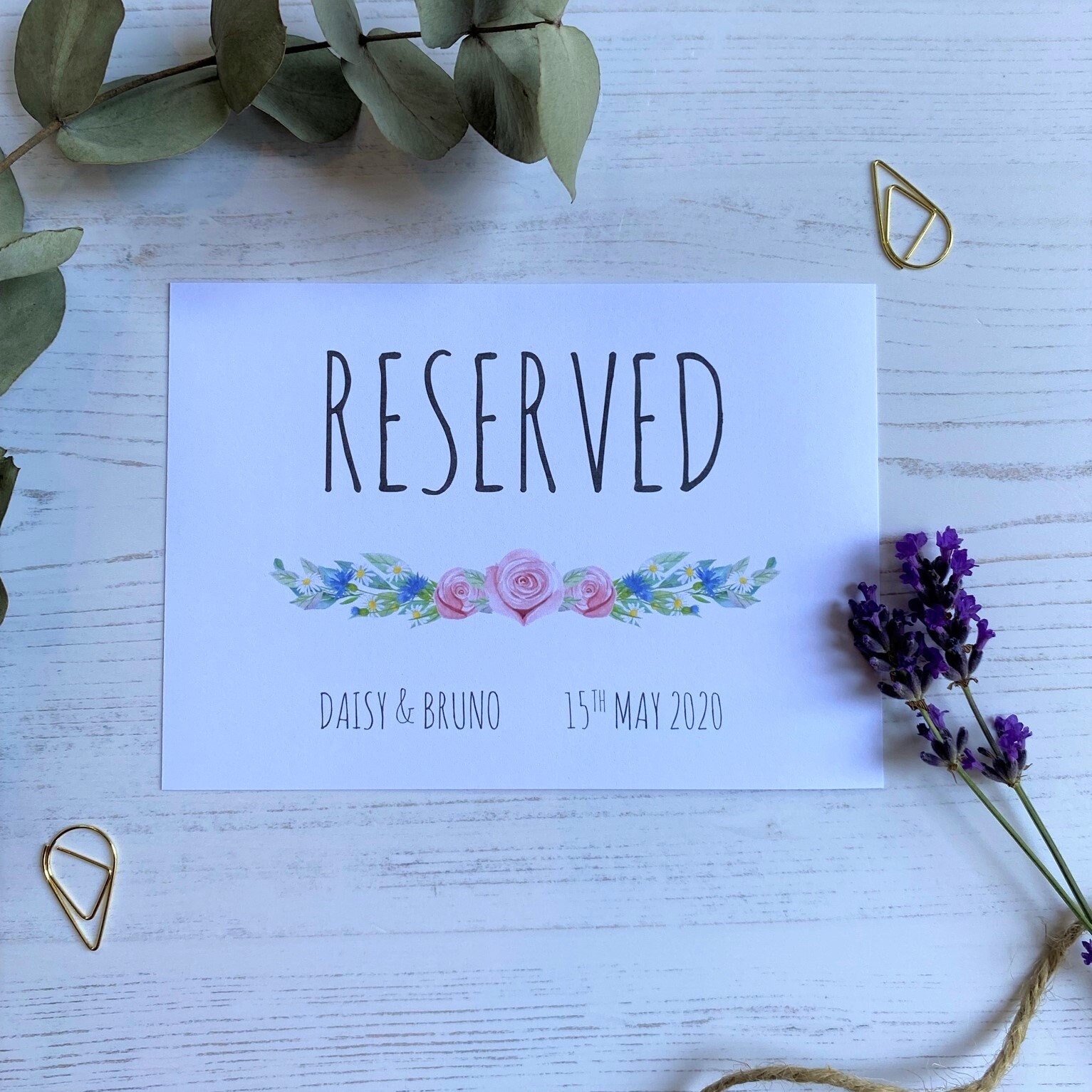 Wedding Reserved Seating Card Sign White Card Country Chic | Etsy