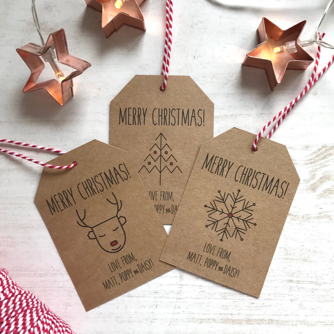 Personalised Christmas Gift Tag Pack, Scandi Reindeer Tag, Eco Friendly ...
