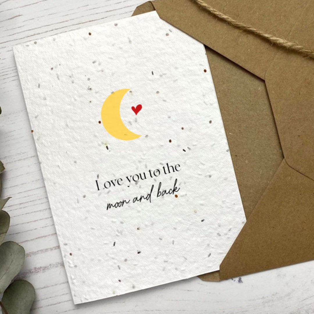 Cute Valentine's Day Card, Love You To The Moon & Back, Seeded ...
