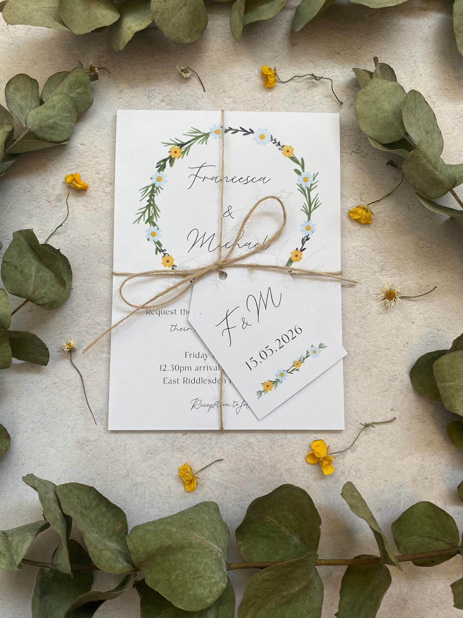 Rustic Daisy Flower Wedding Invitation Set | Spring Wedding Stationery ...