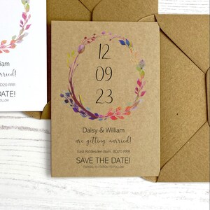 Wildflower Boho Save the Date Cards Colourful Floral Wedding Invites ...