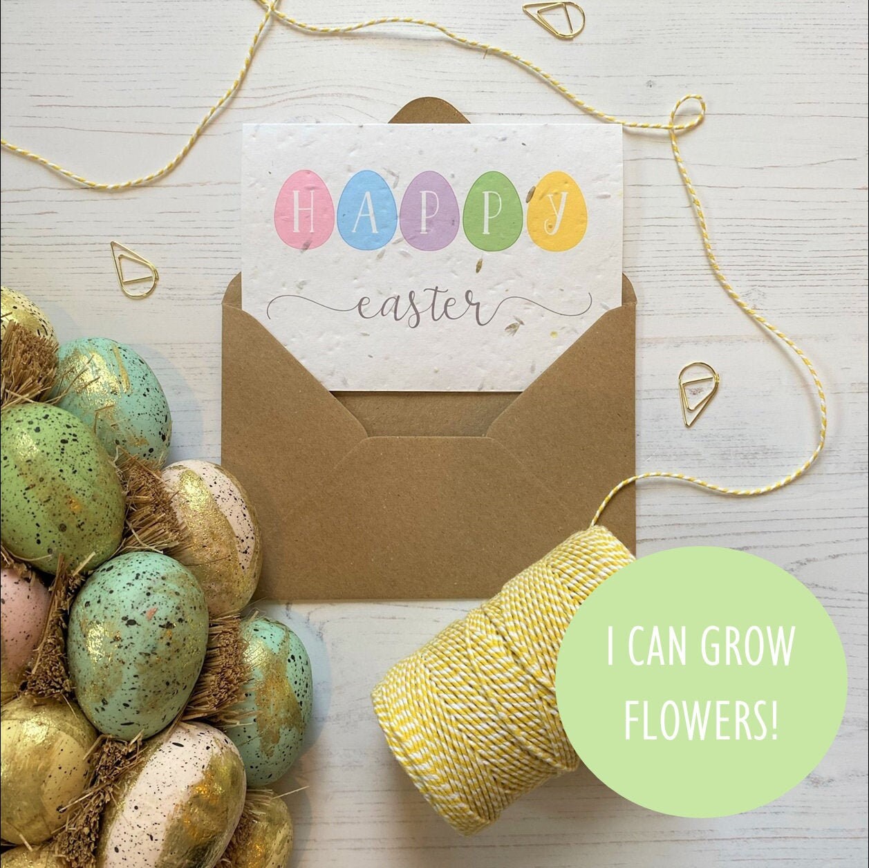 Rustic Happy Easter Egg Greeting Card Seeded Plantable Easter | Etsy UK
