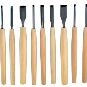 Michihamono 9 Tool Wood Carving Set, HSS Bladed Flat Chisels, V Gouges ...