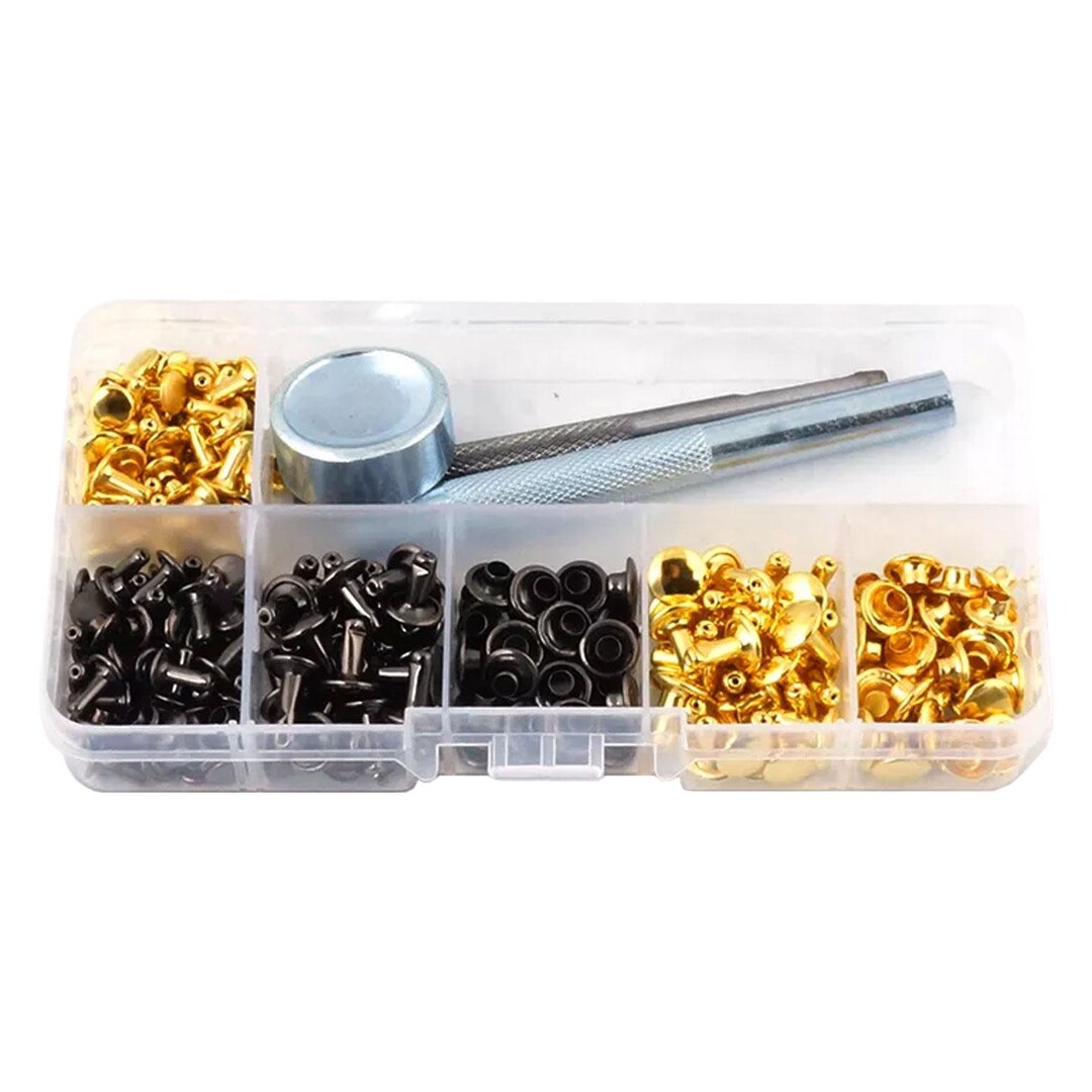 Leathercraft 120pcs Grey Gold Color Leather Rivet Fastener Installation ...