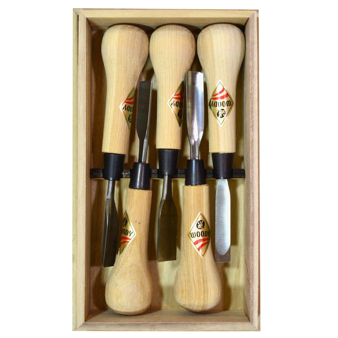 Michihamono Woody 5 Piece Japanese Woodcarving Gouge Chisel Wood ...