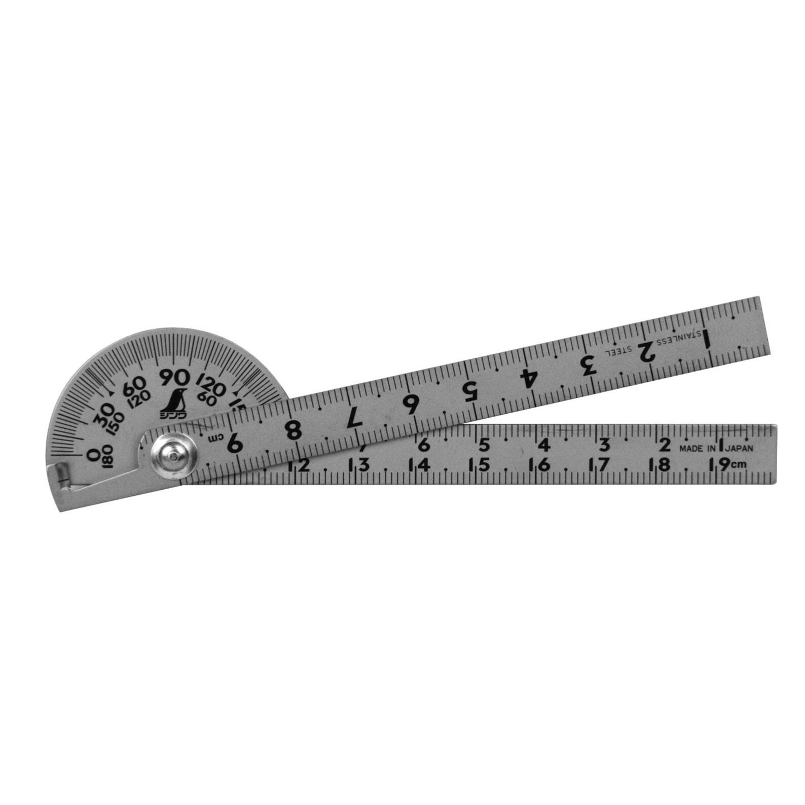 Shinwa 40mm 180 Degree Measuring Tool Double Blade Mini Protractor Ruler, With Hard Chrome ...