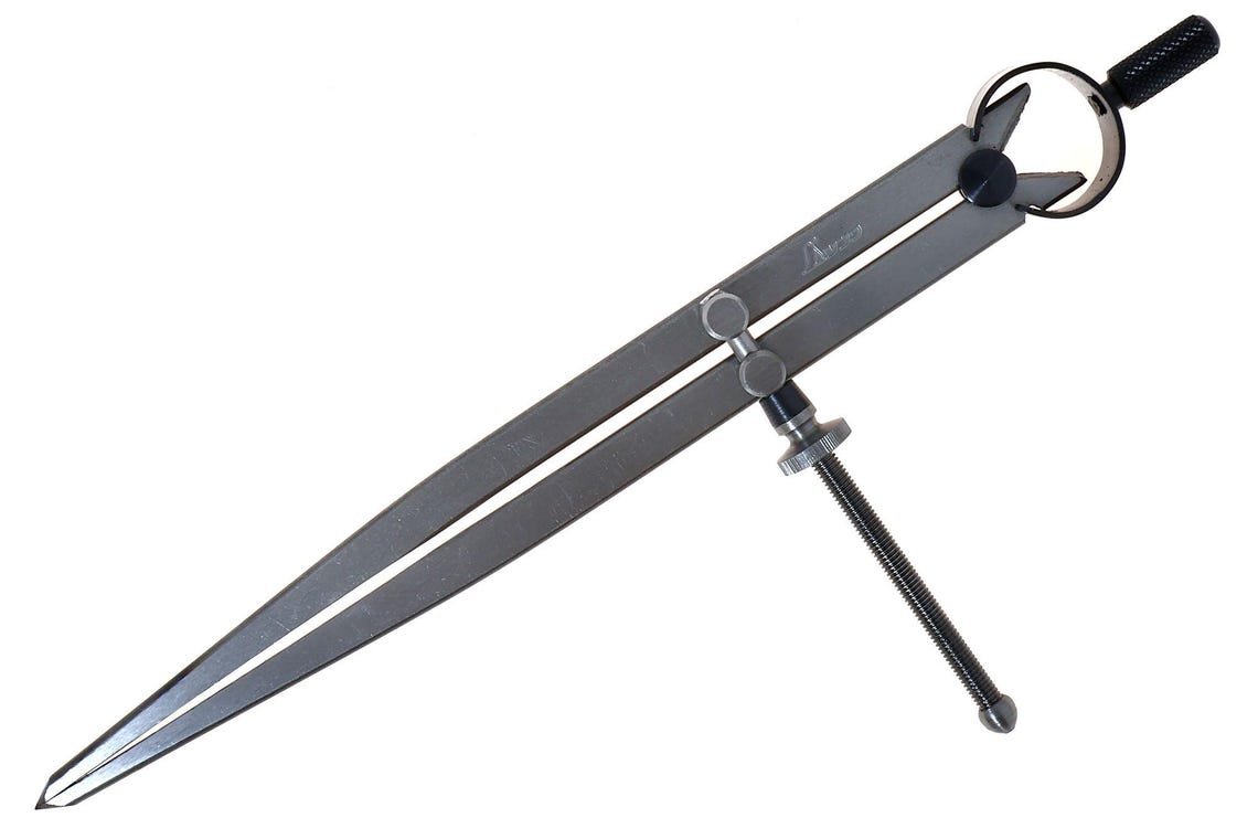 Shinwa 20cm Steel Compass With Spring B Adjustable Radius Tool With ...