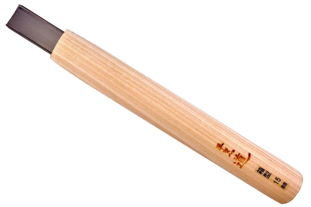 Michihamono Macaroni Wood Carving Tool 15mm Outside Bevel 90 Degree Chisel, to Carve Flat ...