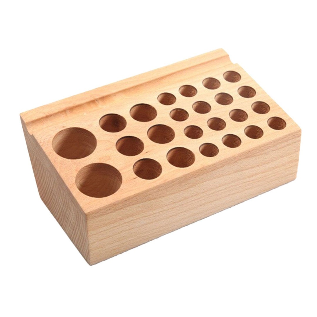 24 Slot Beech Wood Leather Tool Holder Leathercraft Organizer Storage ...