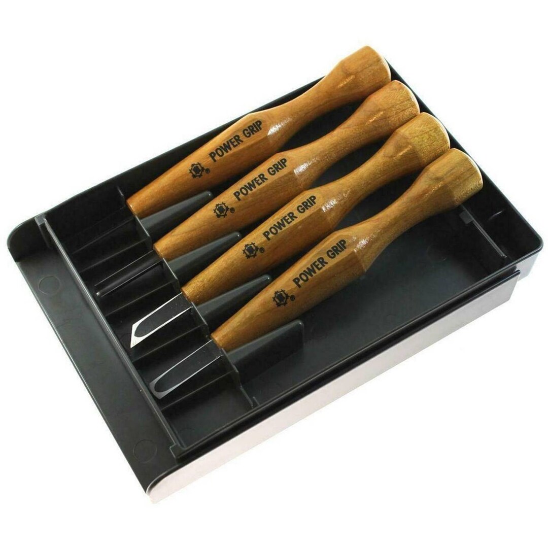 Mikisyo Power Grip Woodcarving 4-piece Set Left Handed Gouges & Chisels ...