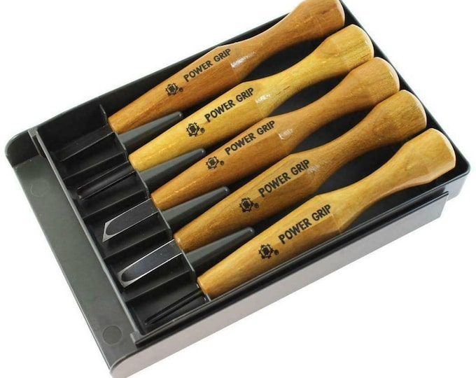 Mikisyo Power Grip Woodcarving 5-piece Set Left Handed Gouges & Chisels ...