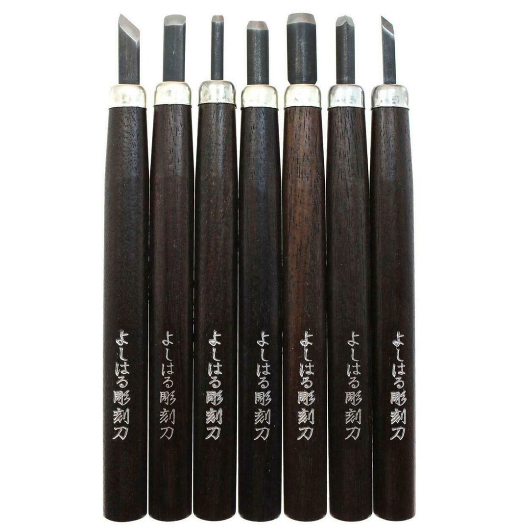 Suncraft 7-piece Yoshiharu Japanese Wood Carving Tool Kit Gouges and ...