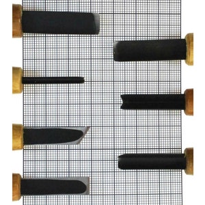 Mikisyo Power Grip Woodcarving 7-piece Set Left Handed Gouges & Chisels ...