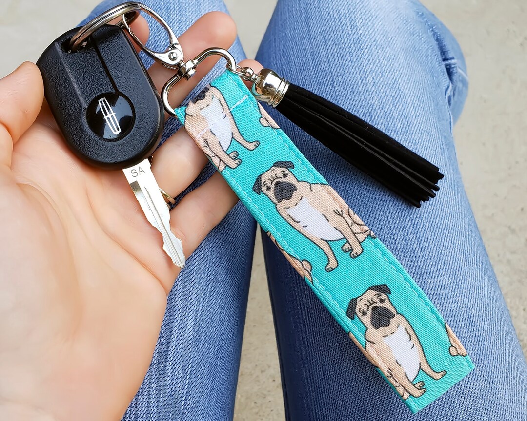 Pug Keychain Wristlet | Pug Gifts | Pug Accessories | Pug Key Fob | Pug ...