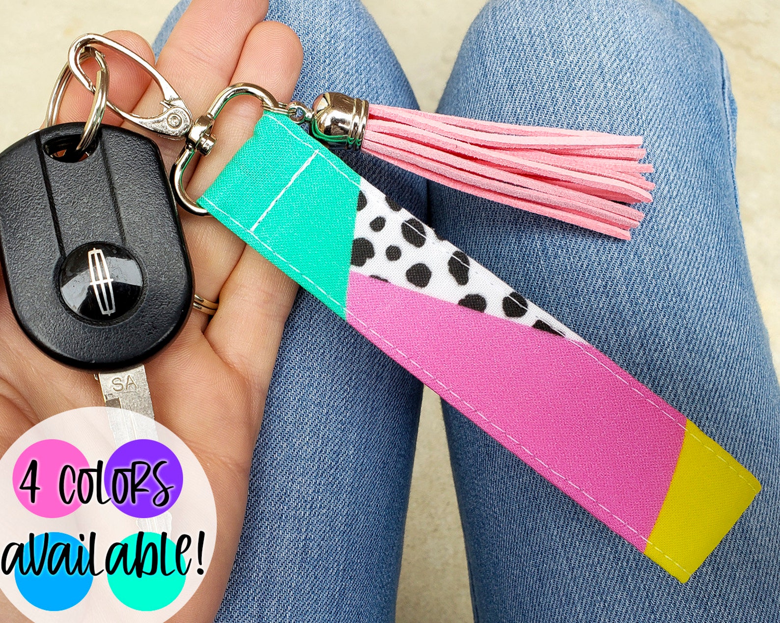 Colorful Keychain Wristlet Colorful Key Fob Spots Keychain - Etsy