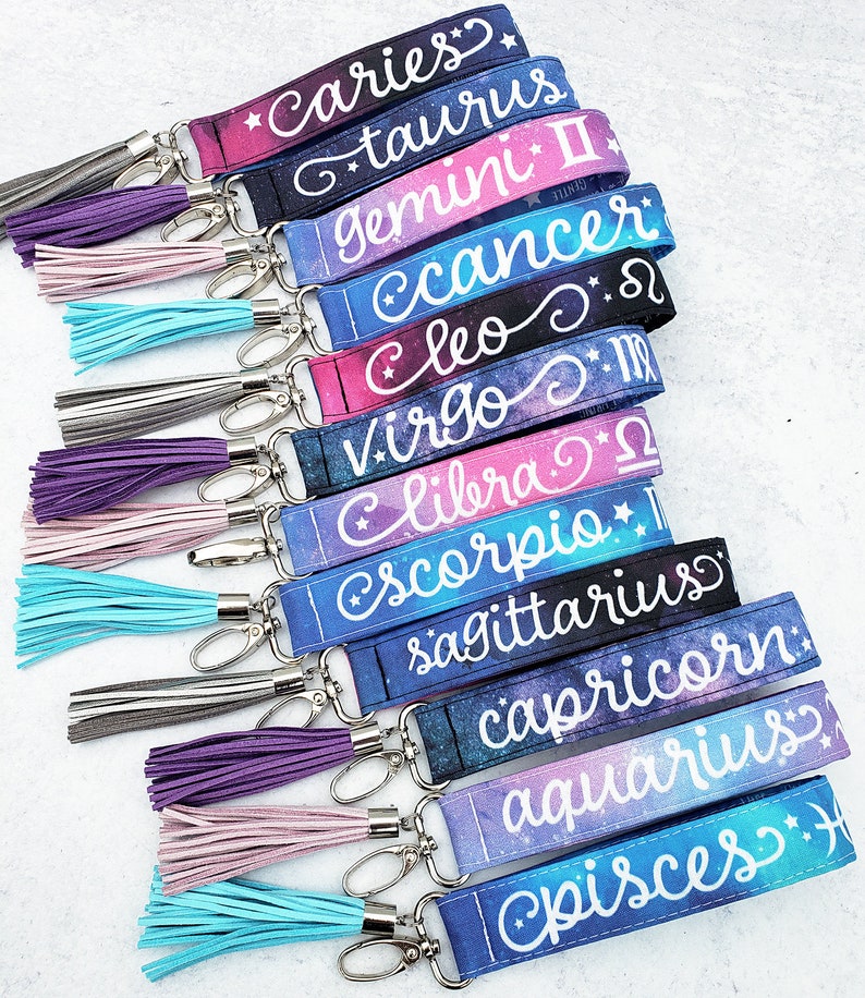 Zodiac Keychain Wristlet Astrology Gift Car Accessories - Etsy