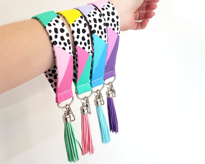 Colorful Keychain Wristlet Colorful Key Fob Spots Keychain | Etsy