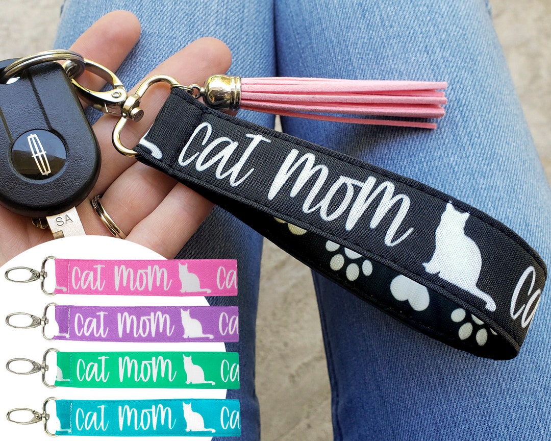 Cat Key Fob Wristlet | Cat Keychain Bracelet | Cat Mom Keychain ...