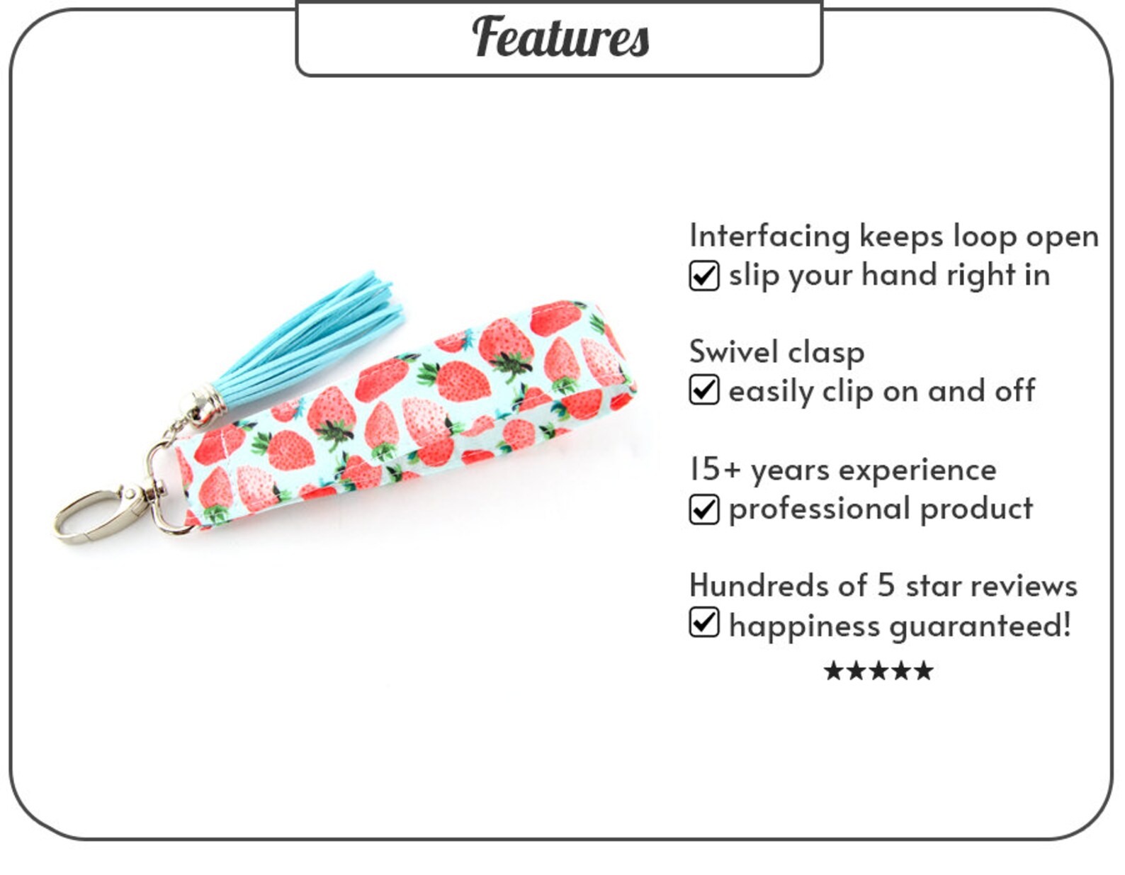 Strawberry Keychain Wristlet Cute Key Fob Strawberry - Etsy