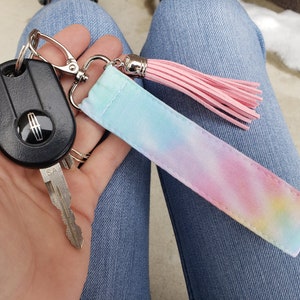 Tie Dye Keychain Wristlet Pastel Lanyard Gift for Teen - Etsy