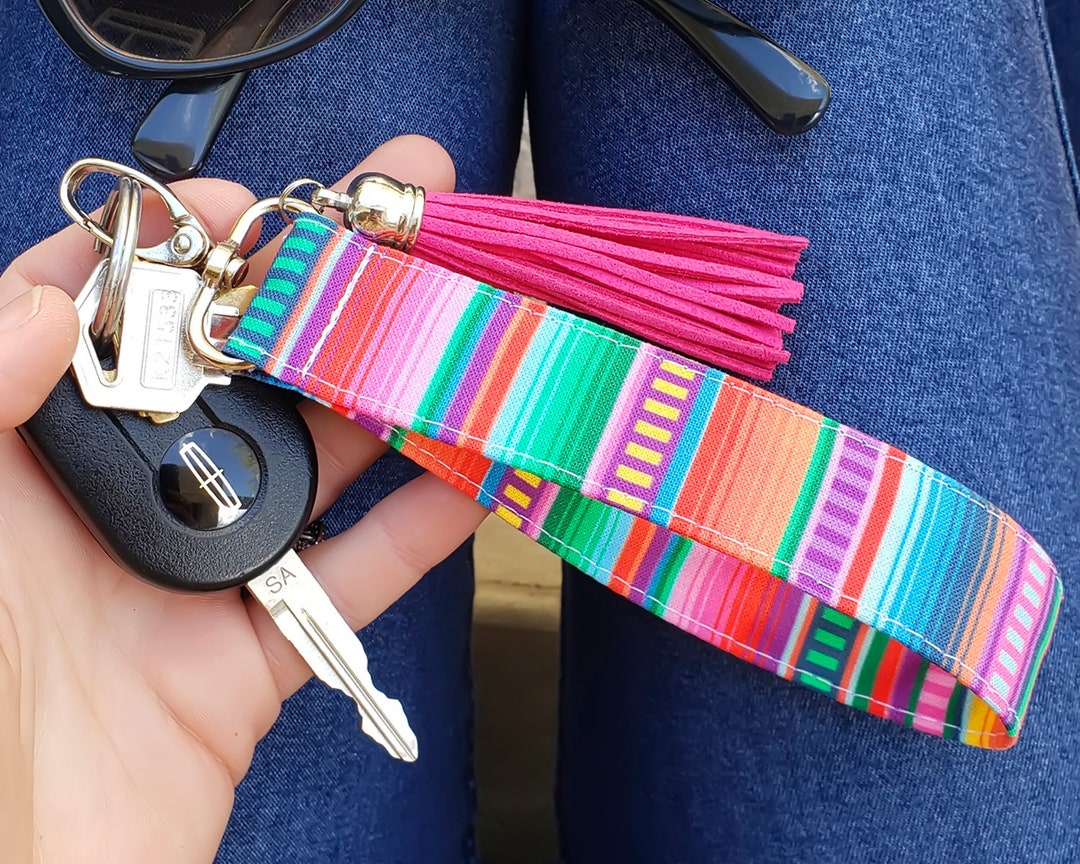 Mexican Keychain Wristlet | Quinceanera Gift | Serape Key Fob ...