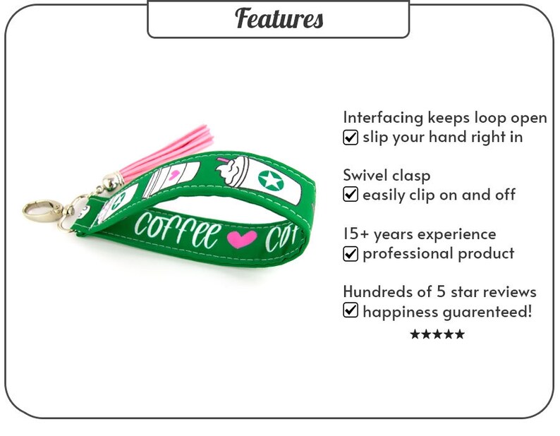 Coffee Keychain Wristlet | Coffee Key Fob Wristlet Lanyard | Teacher ...