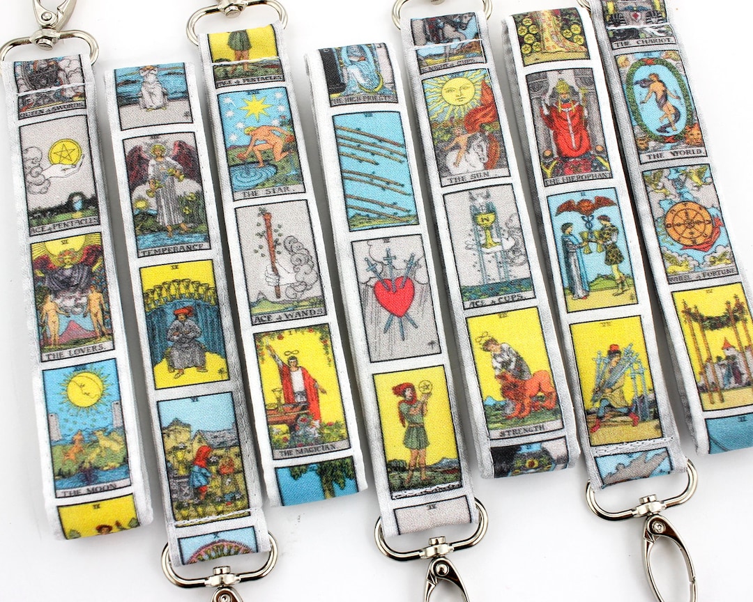 Tarot Cards Keychain Wristlet | Witchy Gift for Wiccan | Cool Lanyard ...