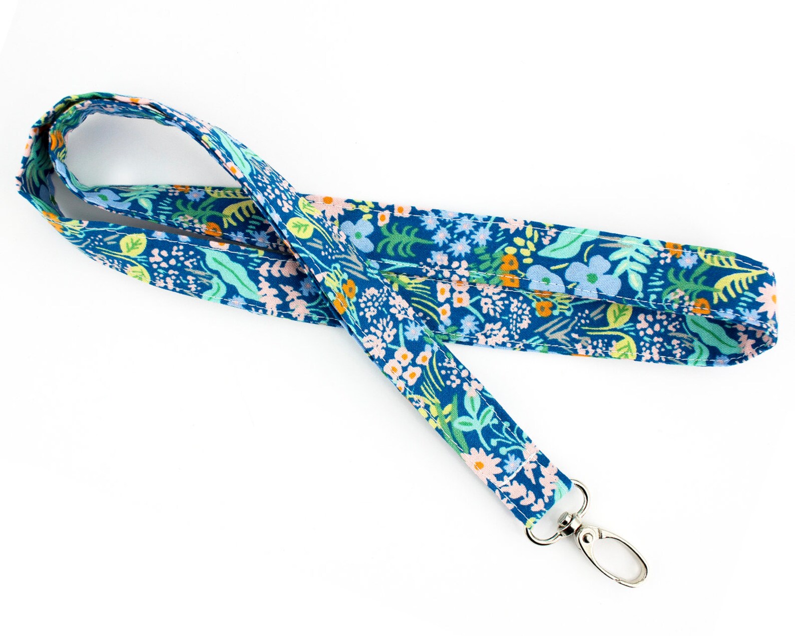 Blue Floral Lanyard With ID Holder | Gift for Teacher Lanyard | Cute ...