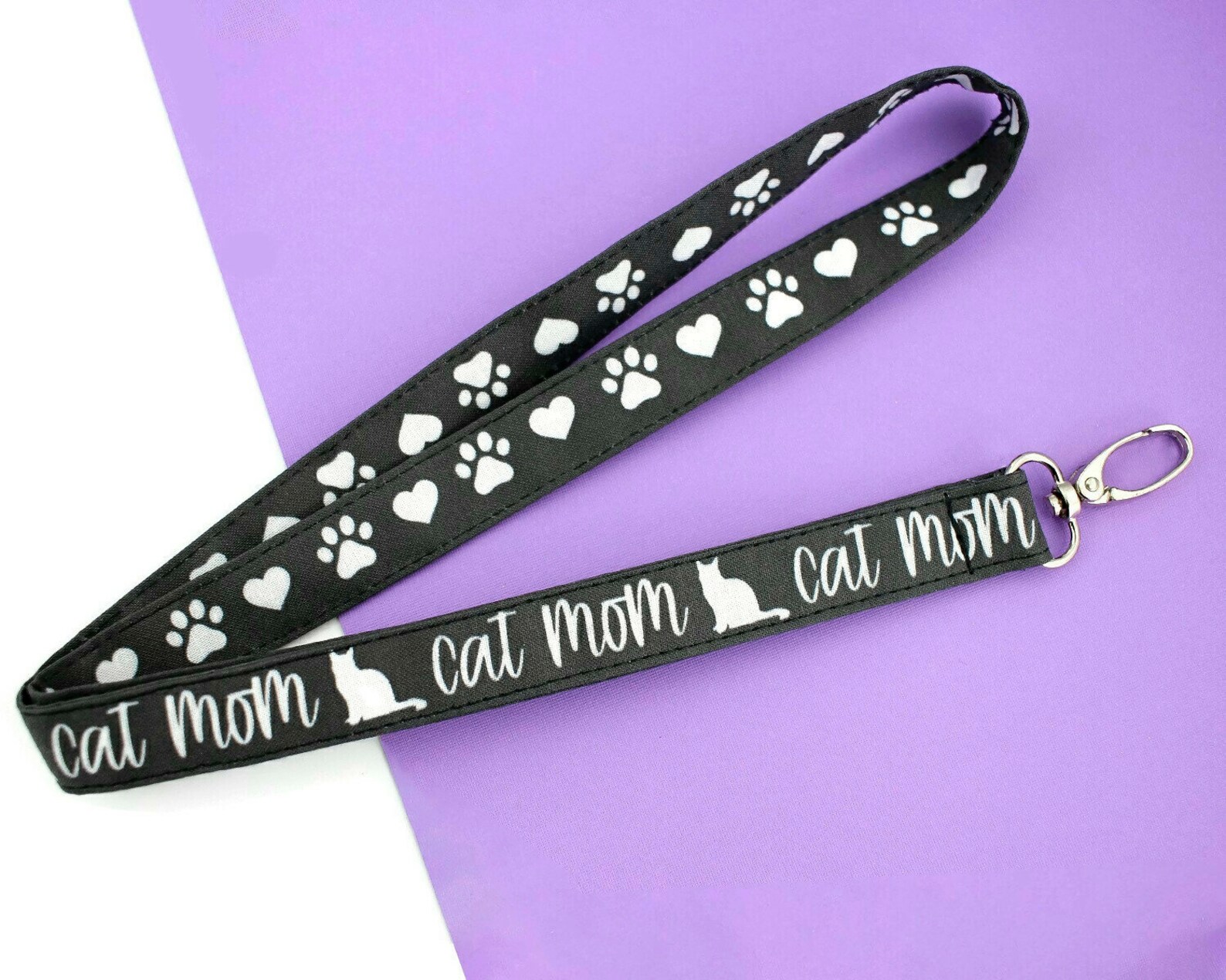 Cat Mom Lanyard | Cat Lanyard for Badge Holder ID | Cat Gifts for ...