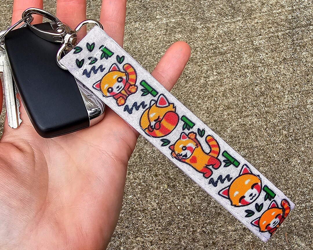 Red Panda Keychain Wristlet | Red Panda Gift for Her | Key Fob Lanyard ...