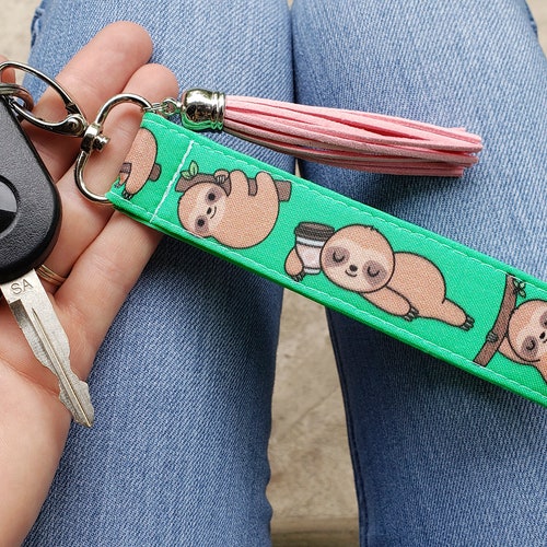 Sloth Keychain Wristlet Cute Sloth Gifts Sloth Key Fob | Etsy