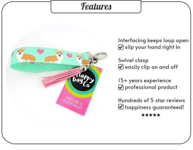 Corgi Keychain Wristlet | Corgi Gifts | Cute Corgi Accessories | Corgi ...