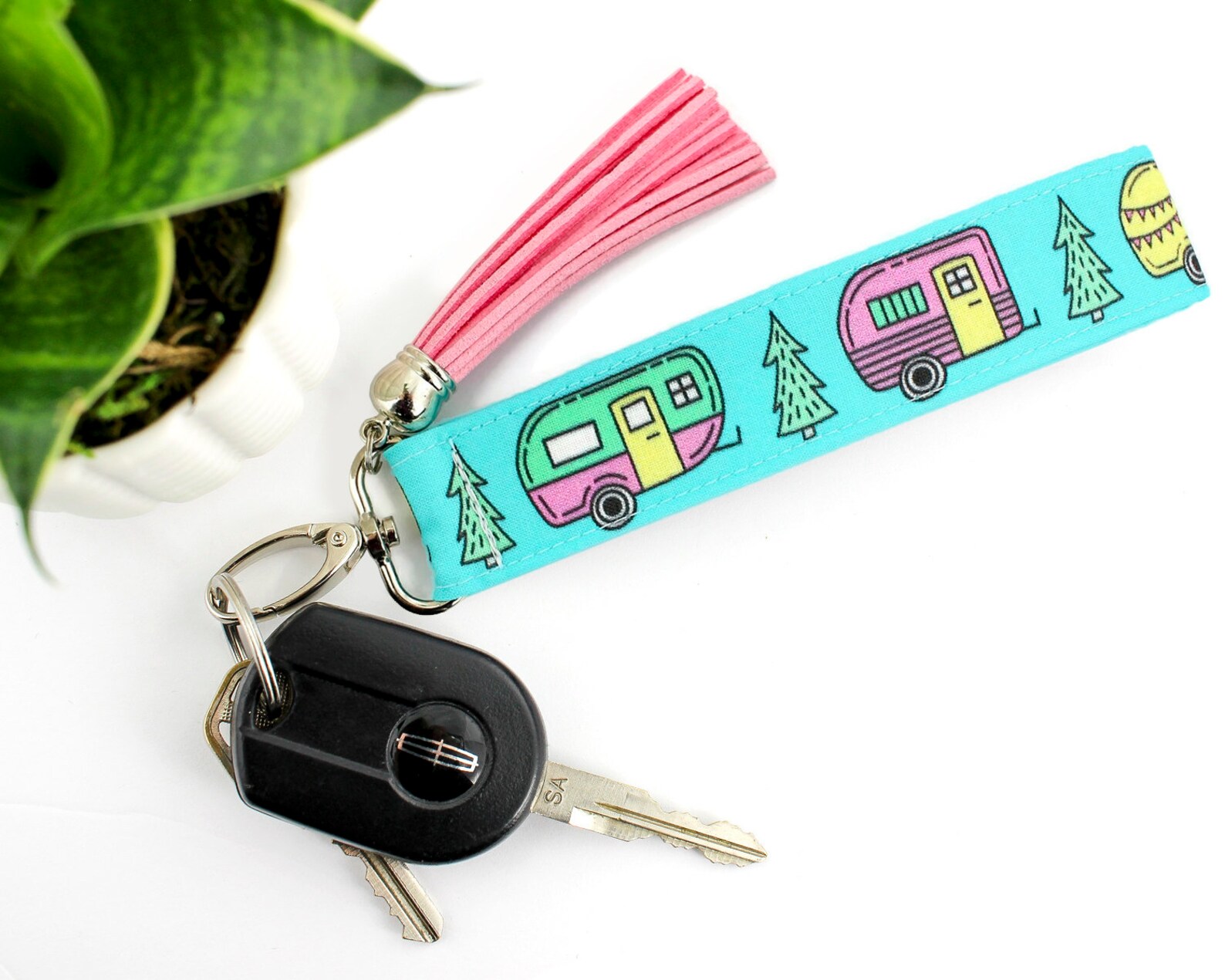 Happy Camper Keychain Wristlet RV Accessories Travel Trailer Keychain ...