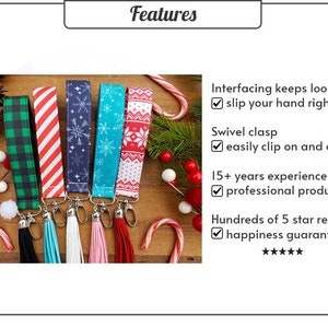 Christmas Keychain Wristlet | Keychain Bracelet Gift for Her | Holiday ...