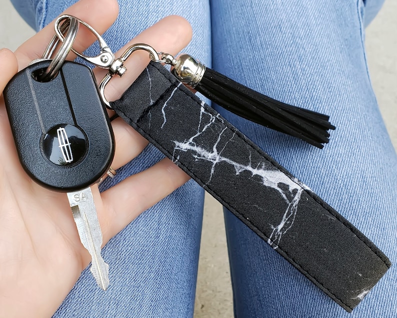 Marble Keychain Wristlet Keychain Bracelet Gift for Her | Etsy
