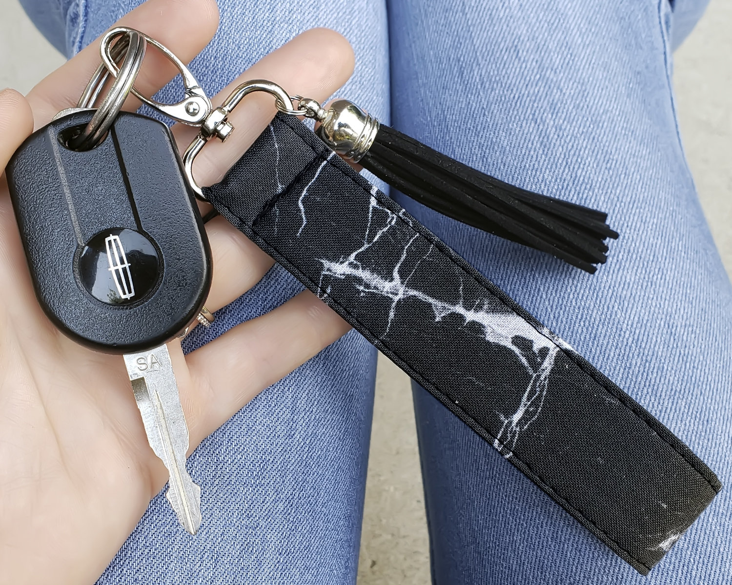 Marble Keychain Wristlet Keychain Bracelet Gift for Her - Etsy 日本