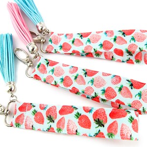 Strawberry Keychain Wristlet | Cute Key Fob | Strawberry Lanyard for ...