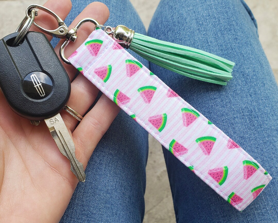 Watermelon Keychain Wristlet | Cute Key Fob | Watermelon Lanyard for ...