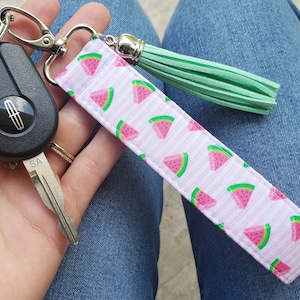 Watermelon Keychain Wristlet | Cute Key Fob | Watermelon Lanyard for ...