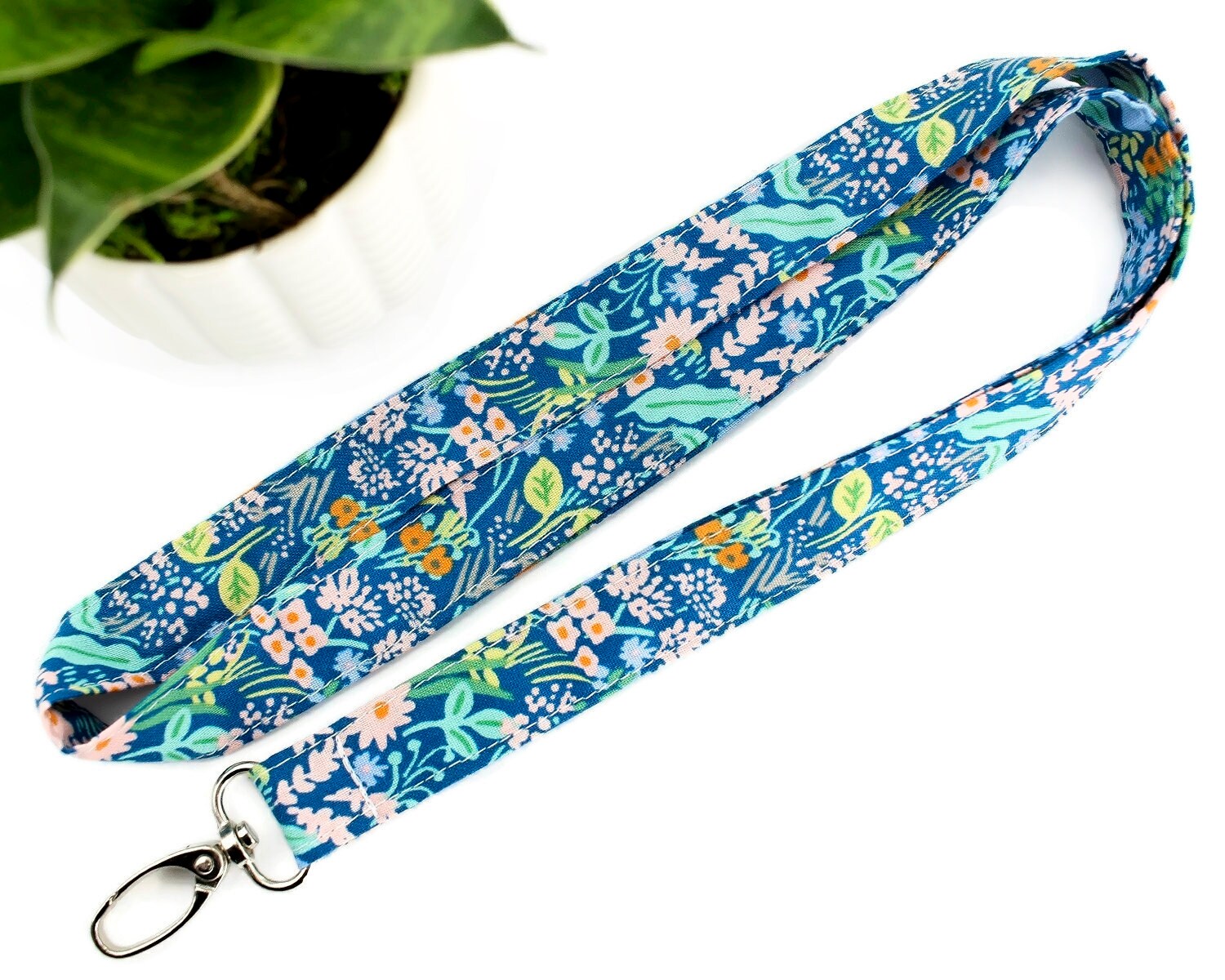 Blue Floral Lanyard With ID Holder Gift for Teacher Lanyard | Etsy