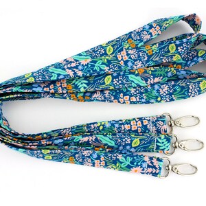 Blue Floral Lanyard With ID Holder | Gift for Teacher Lanyard | Cute ...