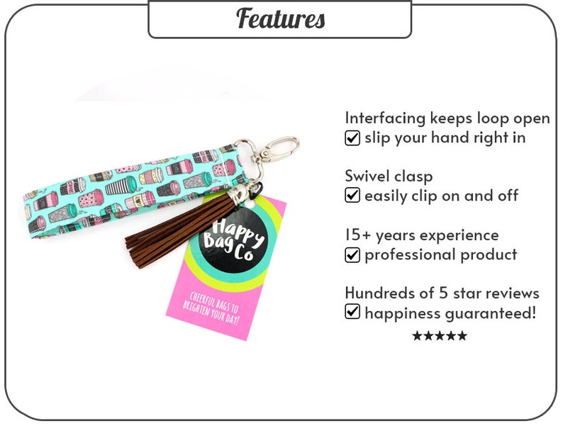 Coffee Keychain Wristlet Cute Key Fob for Her Coffee | Etsy