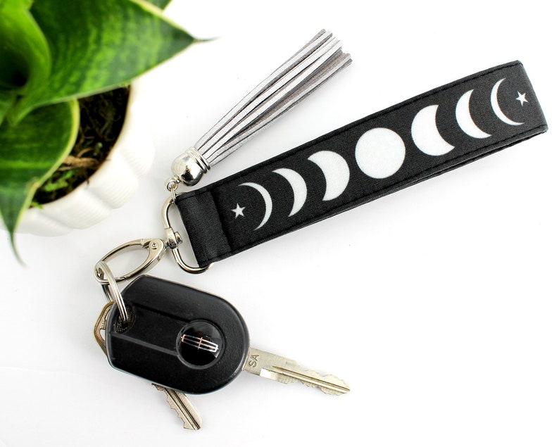 Moon Keychain Wristlet Moon Phase Key Fob Witchy Things - Etsy