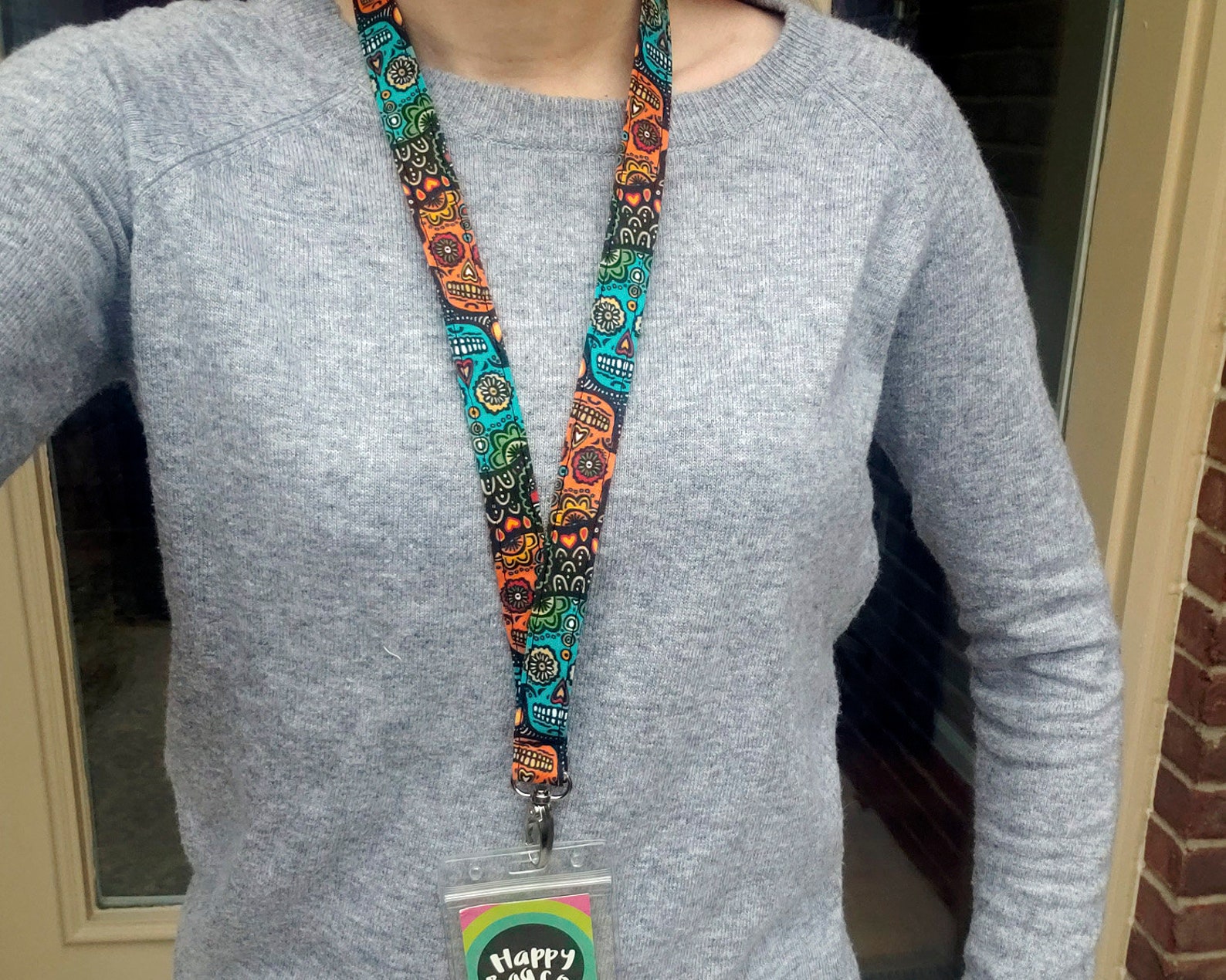 Goth Lanyard Sugar Skull Lanyard With ID Holder Day of the | Etsy