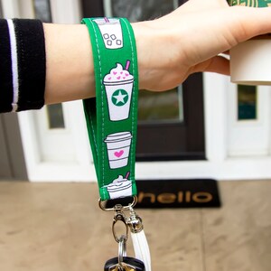 Coffee Keychain Wristlet | Coffee Key Fob Wristlet Lanyard | Teacher ...