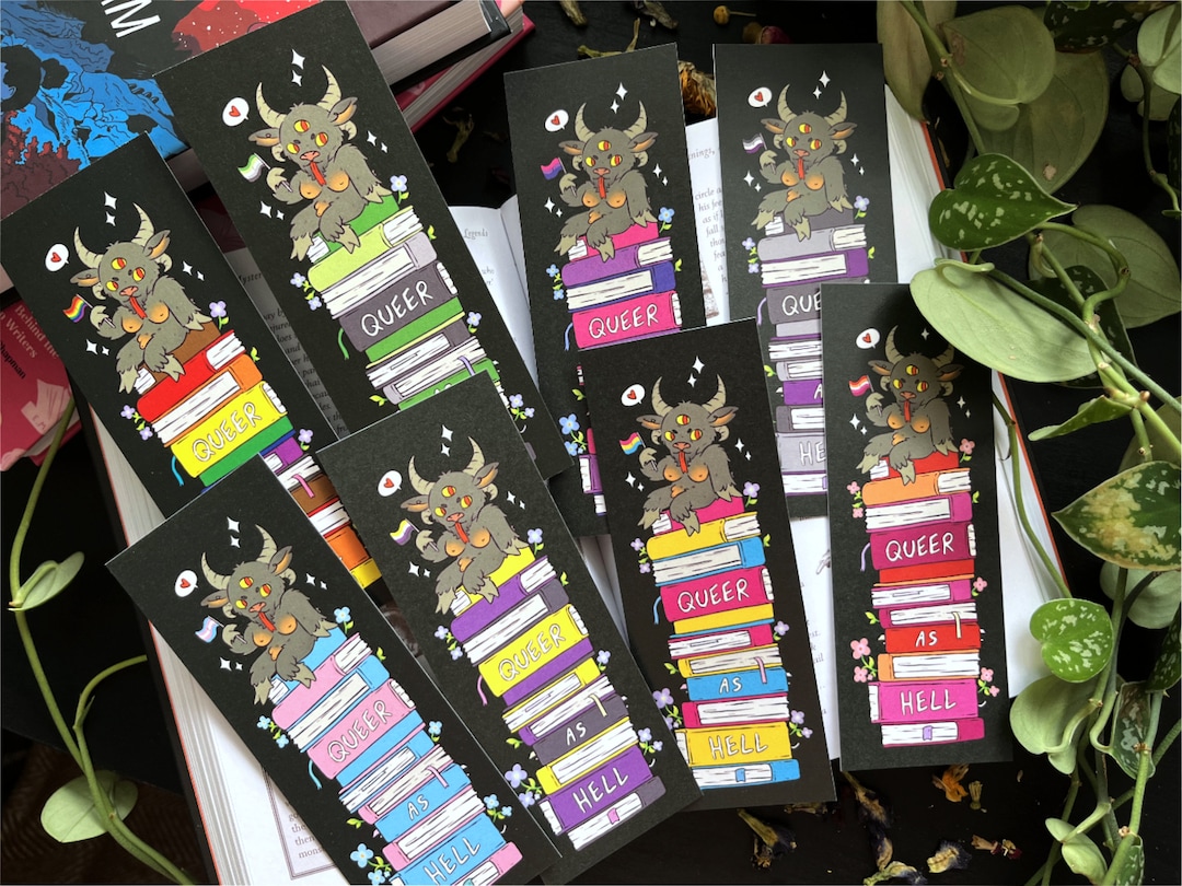Queer as Hell Bookmark Queer LGBTQIA Gay Lesbian Nonbinary Genderfluid Pansexual Transgender ...