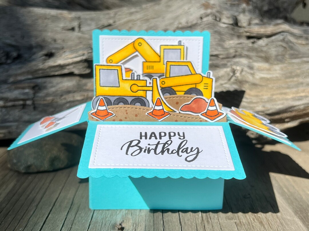 Construction Trucks, Pop up Card, Pop up Box Card, Construction ...