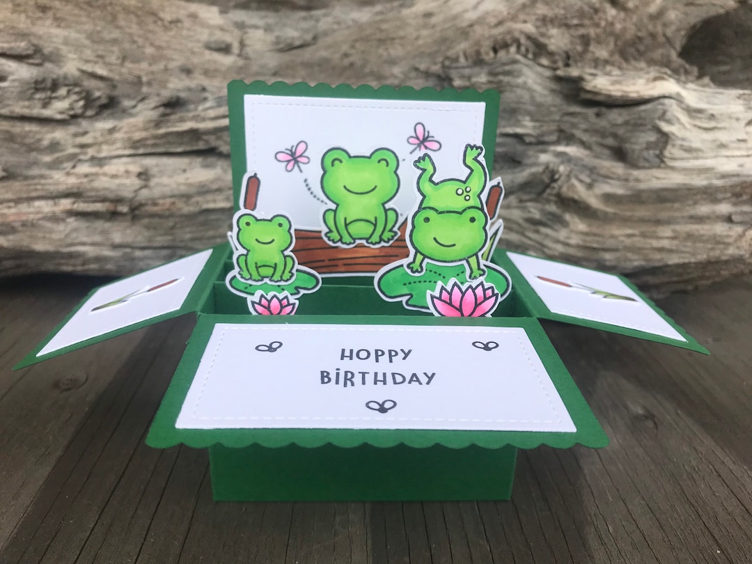 Toad Frog Card in a Box, Toads Pop up Card Box, Birthday Card, Card Pop ...