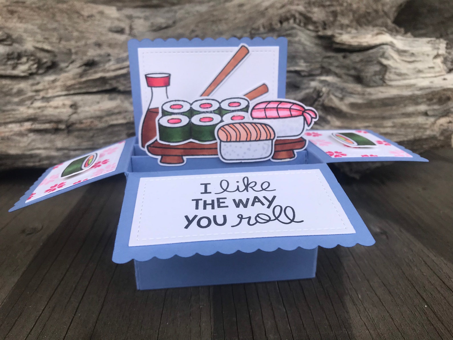 Sushi card in a box sushi pop up card box birthday card | Etsy